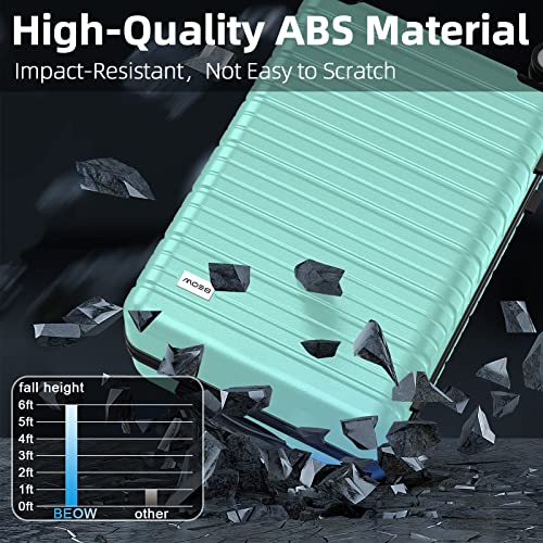 BEOW Luggage Sets Expandable Lightweight Suitcases with Wheels PC+ABS Durable Travel Luggage TSA Lock Mint Green 3pcs