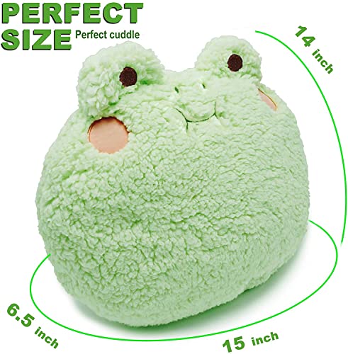 Onsoyours Frog Plush Pillow, Super Soft Frog Stuffed Animal, Adorable Plush Frog Cuddle Cushion Pillow for Kids