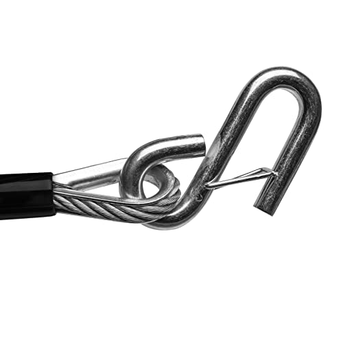 DocksLocks Trailer Safety Towing Cables, Self Coiling Weatherproof Vinyl Coated with Snap Hook Safety Latches, 48โ Length, 2 Pack (5000 lbs Break Force)