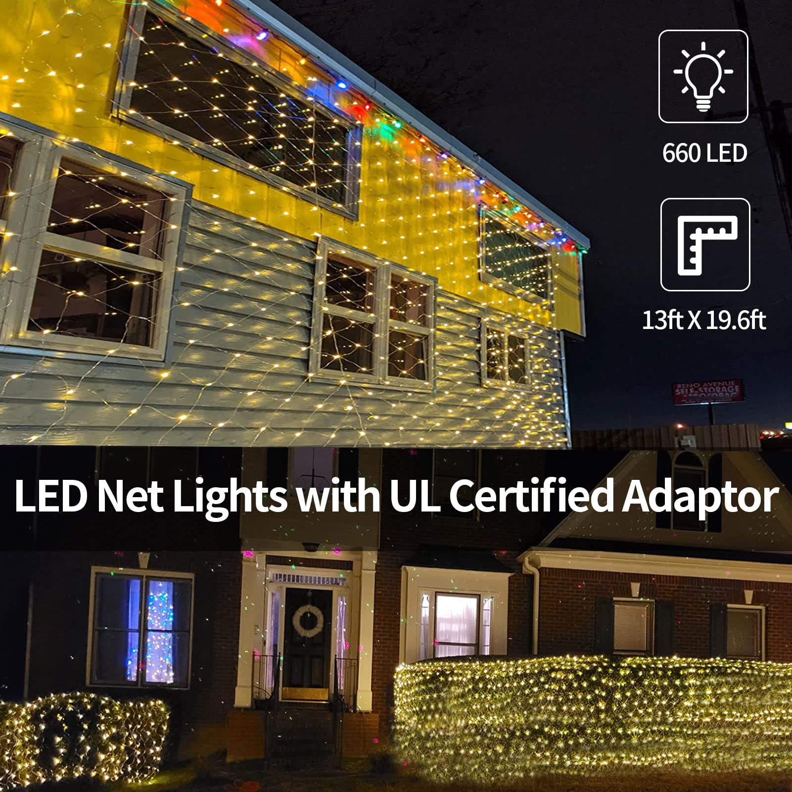 ZAIYW 660 LED Net Lights Outdoor Mesh Lights, 20Ft x 13Ft Large Christmas Net Lights Plug in with Remote Control Timer for Bushes Shrubs Wall Wedding Xmas Tree Decor (Warm White)