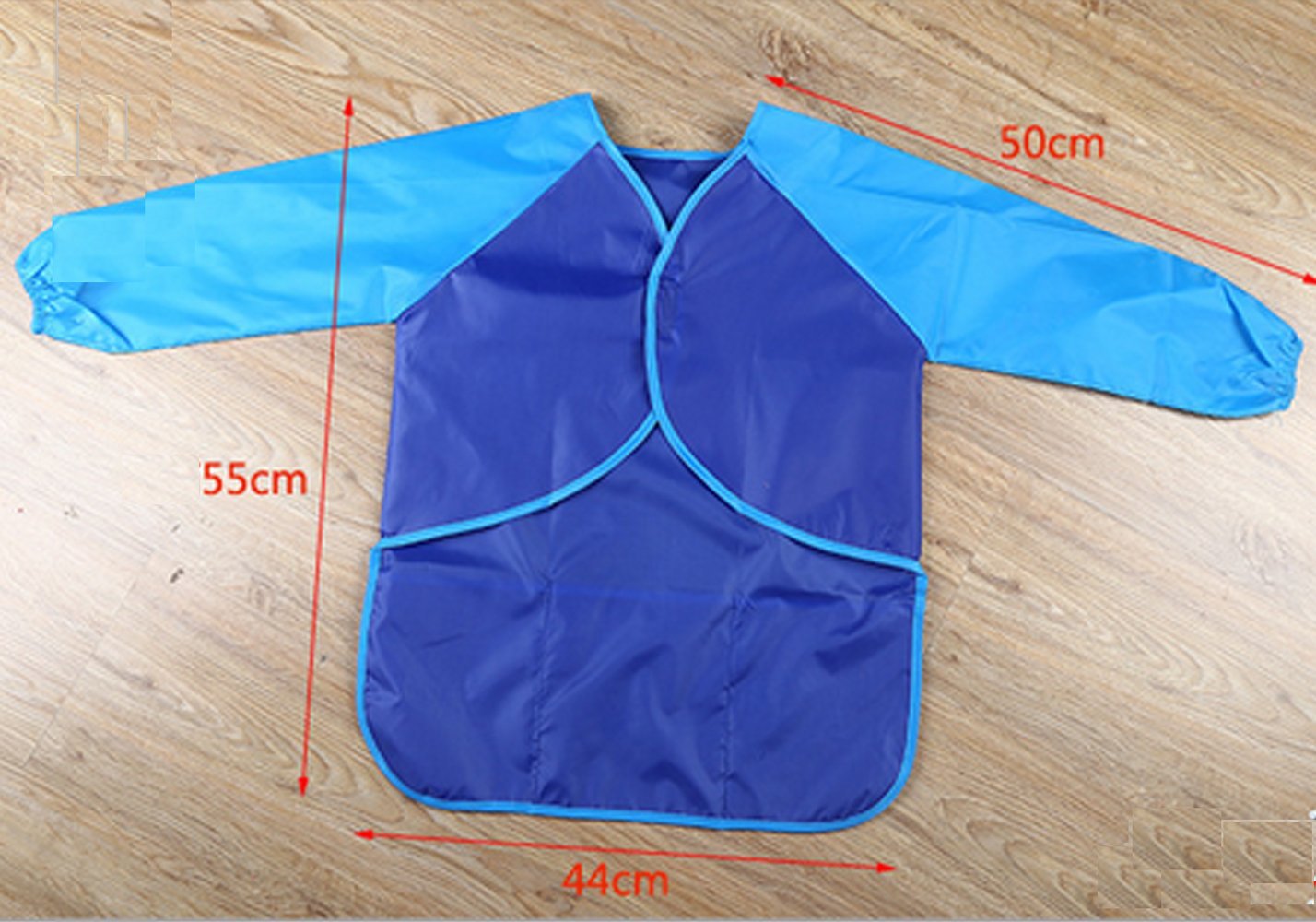 Honbay Kids Waterproof Long-Sleeved Smock Apron Bib for Eating Painting Kitchen Classroom, Community Event, Crafts & Art Painting Activity 5-5Year (Blue)