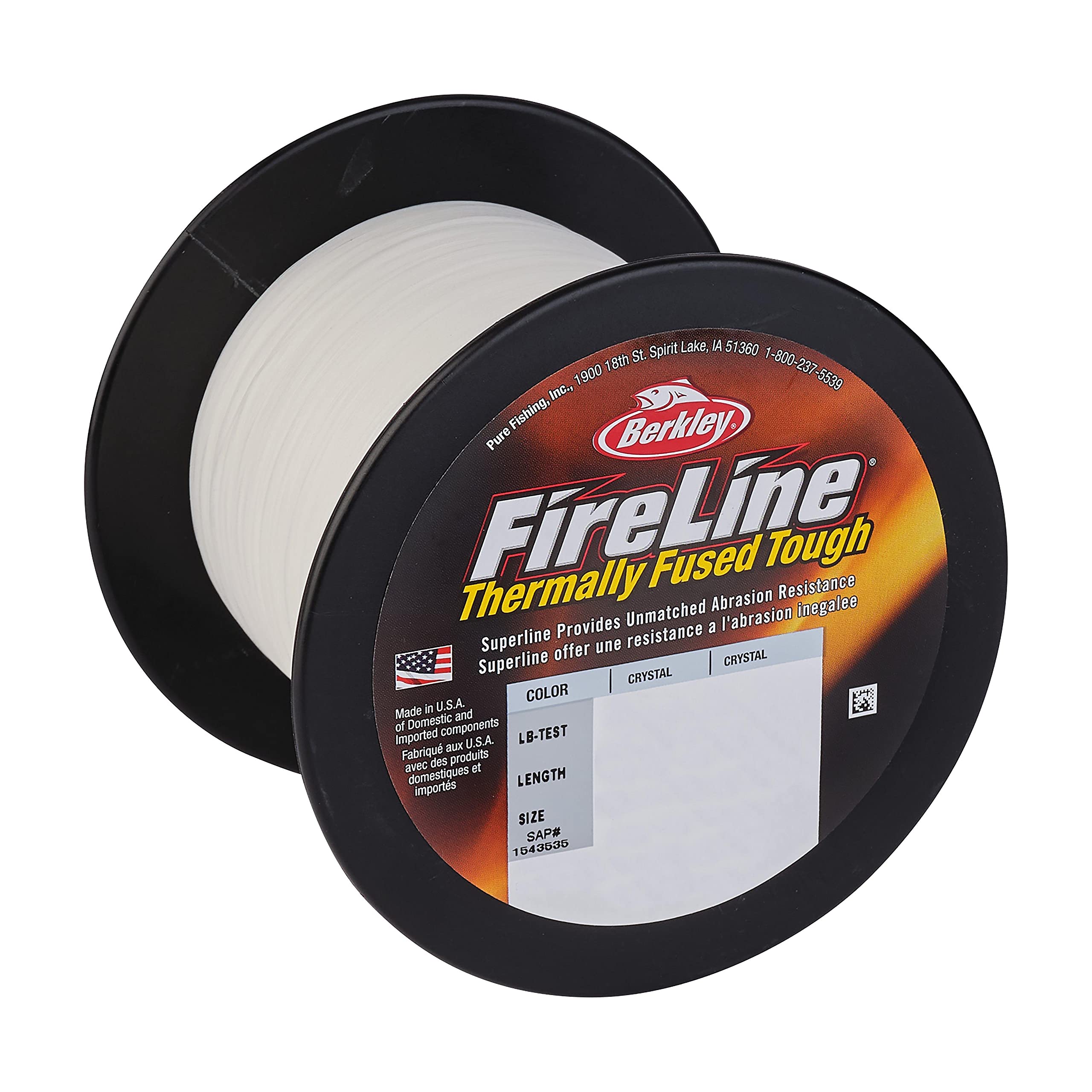 Berkley FireLineĀ® Superline, Crystal, 20lb | 9kg, 1500yd | 1371m Fishing Line, Suitable for Freshwater Environments