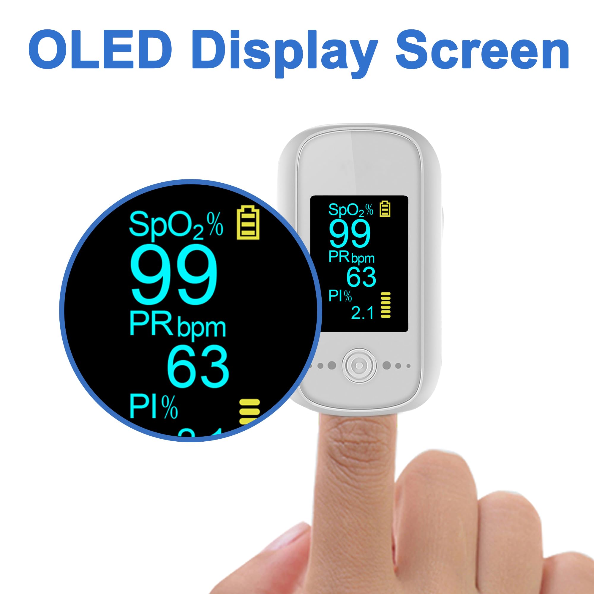 Oxygen Meter Finger Pulse Oximeter, SmileCare Pulse Oximeter Fingertip Blood Oxygen Saturation with Pulse Monitor Included Batteries, Accurate Fast Spo2 Reading for Adult