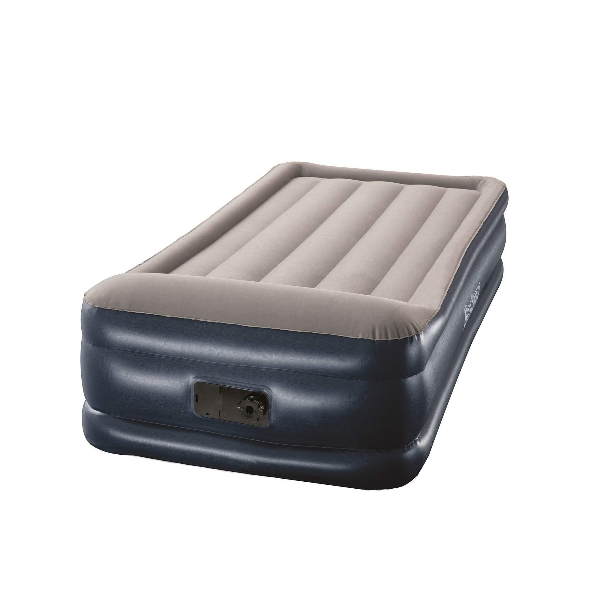 Bestway Tritech Inflatable Air Mattress 18 Inch Twin-Sized Bed with Built-in Air Pump, Storage Bag, and Repair Patch for a Single Person
