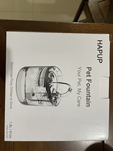 HAPUP Cat Water Fountain Animal Water Dispenser 61OZ/1.8L Automatic Pet Drinking Fountain Clear Upgrade with 2 Filter Replacement 1 Adjustable Silent 1 Water Pump for Cats Kitty Indoor