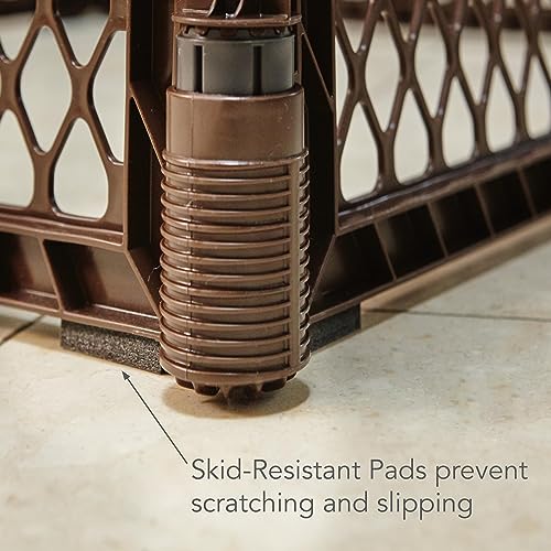 North States MyPet Petyard Passage: Made in USA, 4-panel pet enclosure with lockable pet door. Freestanding. 7 sq. ft of play area (26" Tall, Brown)