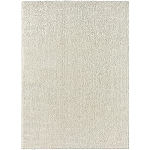LUXE WEAVERS Fluffy Shag White 5x7 Area Rug for Bedroom, Kids Room Soft Plush Non-Shed Carpet
