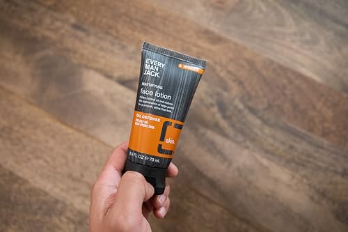 Every Man Jack Activated Charcoal Oil Defense Face Lotion for Men - Moisturize, Hydrate, and Soothe Skin with Activated Charcoal, Shea Butter, Aloe + Vitamin E - 2.5 oz Mens Face Lotion - 2 pack