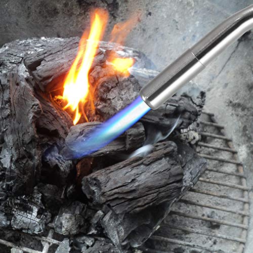 BLUEFIRE Trigger Start Gas Welding Torch Head with MAPP Kit,Extend 1.5" Tube Piezo Self Ignition Nozzle Fuel by MAPP MAP PRO Propane 1lb Handheld Cylinder Soldering Brazing Triple-Point Flame
