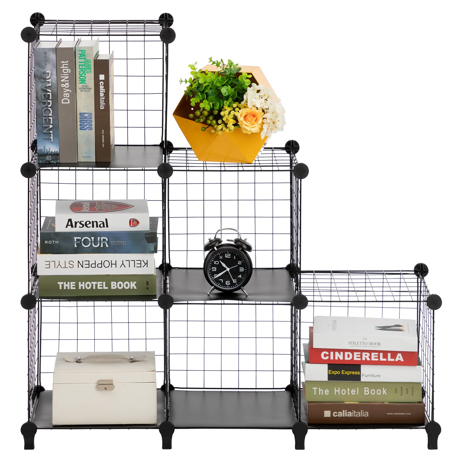 PARANTA Wire Cube Storage Organizer, 6 Cube Bookshelf, Stackable Storage Bins, Closet Organizer and Storgae, Multi-use DIY Standing Shelf Units for Book,Toys,Clothes,Tools