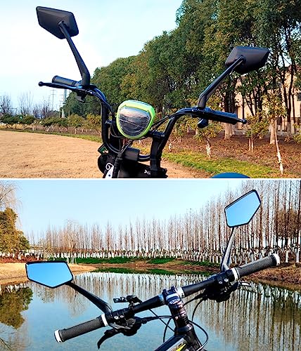 DRCKHROS Handlebar Bike Mirror E-bikes Mirrors Safe Clear Glass Mirrors, Anti-Shake 360° Rotatable High-Definition Shockproof Explosion-Proof Wide-angle Bicycle Rear View Mirror …