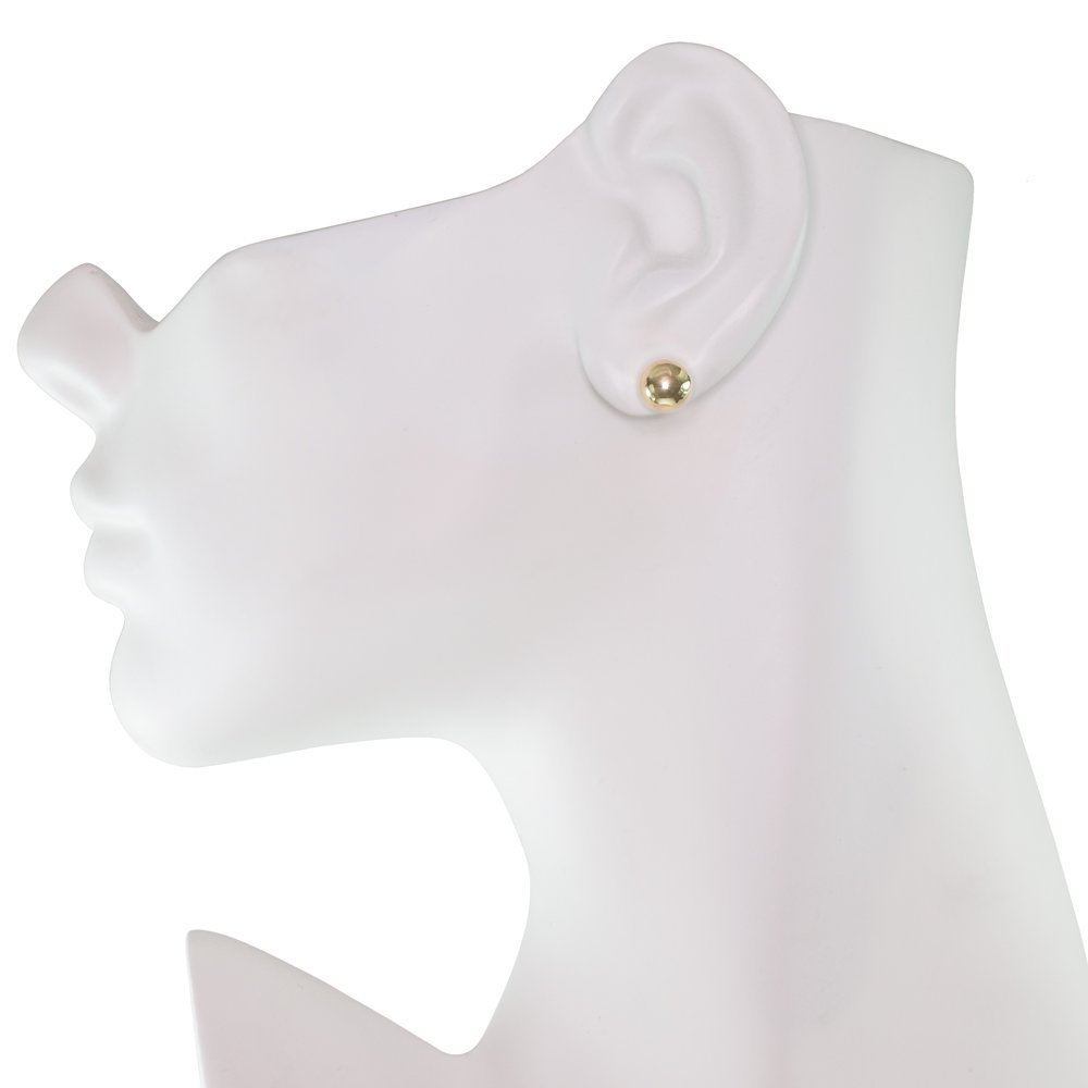 Honolulu Jewelry Company 14K Real Yellow Gold Polished Round Ball Stud Earrings (8mm - Yellow Gold)