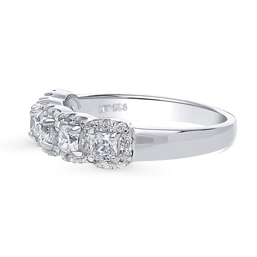 BERRICLE Sterling Silver 5-Stone Cubic Zirconia CZ Fashion Anniversary Ring for Women, Rhodium Plated Size 7.5