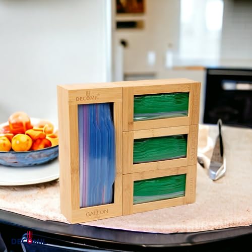 DECOMIL – Ziplock Bag Storage Organizer | Plastic Bag Organizer |Baggie Organizer Dispenser for Drawer | Food Storage Bag Organizer