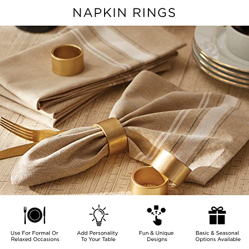 DII Basic Napkin Ring Collection Decorative, Gold, One Size, 6 Count