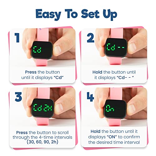 Potty Training Watch for Kids V2 β A Water Resistant Potty Reminder Device for Boys and Girls to Train Your Toddler with Fun/Musical and Vibration Interval Reminders with Potty Training eBook (Pink)