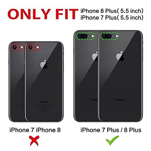 BENTOBEN Case for iPhone 8 Plus/iPhone 7 Plus, 3 Layer Hybrid Hard PC Soft Rubber Heavy Duty Rugged Bumper Shockproof Anti Slip Full-Body Protective Phone Cover , Wine Red