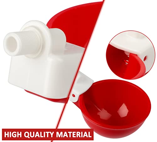 Chicken Waterer Cups, 5 Pack Poultry Watering Cup with 1/2'' PVC Tee Fittings - Gravity Automatic Chicken Waterer - Chicken Waterer for Chicken Ducks Quail