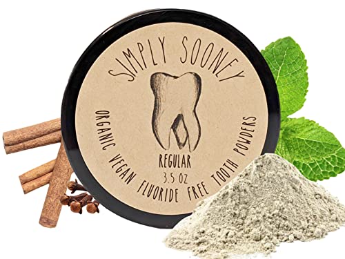 Organic Vegan Fluoride Free Remineralizing Tooth Powder Regular Formula, Cinnamon and Clove Flavor, Value Size 6 Month Supply