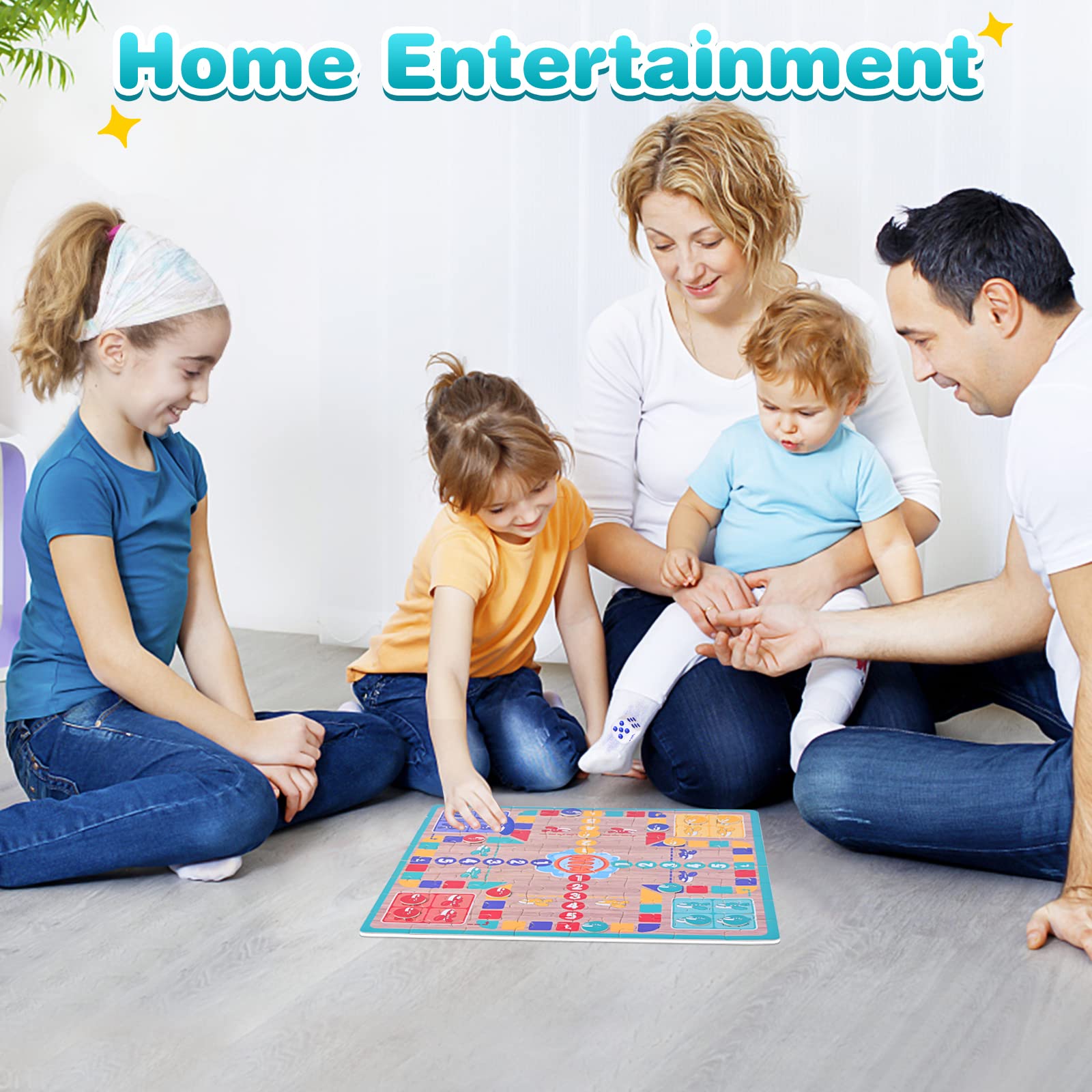 Buluwans Ludo Board Game and Jigsaw Puzzles 2 in 1 for Kids Adults Seniors Teens 81 Pieces Flight Chess Building Block