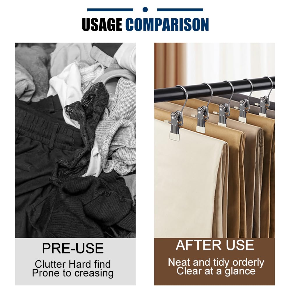 Hangers Clips,Stainless Hooks for Closet Hooks,Laundry Hanging Hooks,Travel Portable Clothes,Boot Tall Towel Hats Socks Pants and Bras (10, Rice-White)