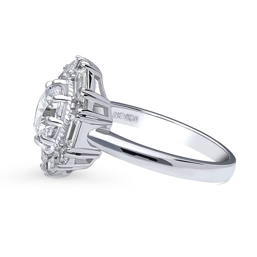 BERRICLE Sterling Silver Halo Wedding Engagement Rings Round Cubic Zirconia CZ Cable Ring for Women, Rhodium Plated Size 7