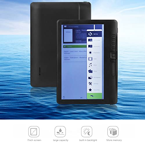 DAUERHAFT Portable E Reader, 380MHz Speed Protective Case Button Operation HD 800x480 E Reader Devices for TXT for EPUB for PDF(#1)