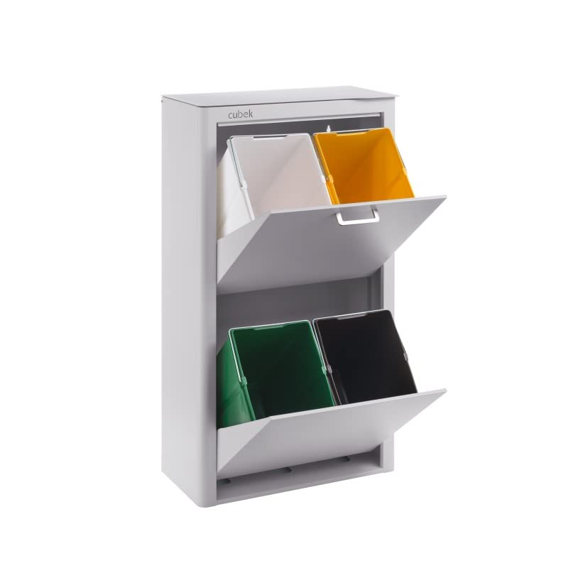 DON HIERRO - Cubek | Trash Can with Recycling Bin Combo | 20 Gallon Trash Bin | Multi Composting Bin Indoor Compost | Modern Trash Can for Home, Kitchen, Office Color Coded Bins Made in Spain