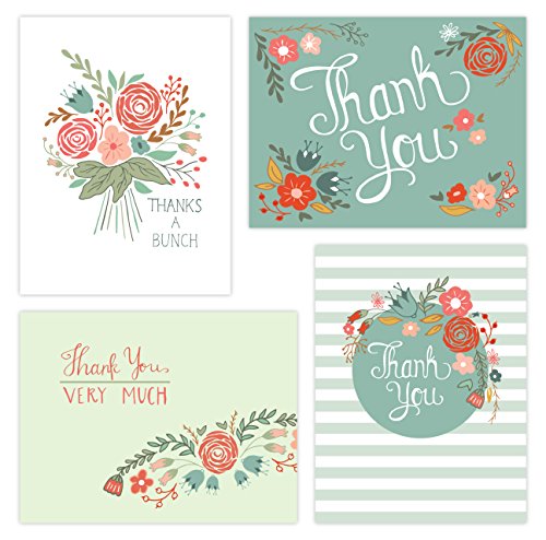 One Jade Lane - Floral Festival Thank You Cards (Self-mailer) POSTCARDS "Postage Saver" (Set of 40).