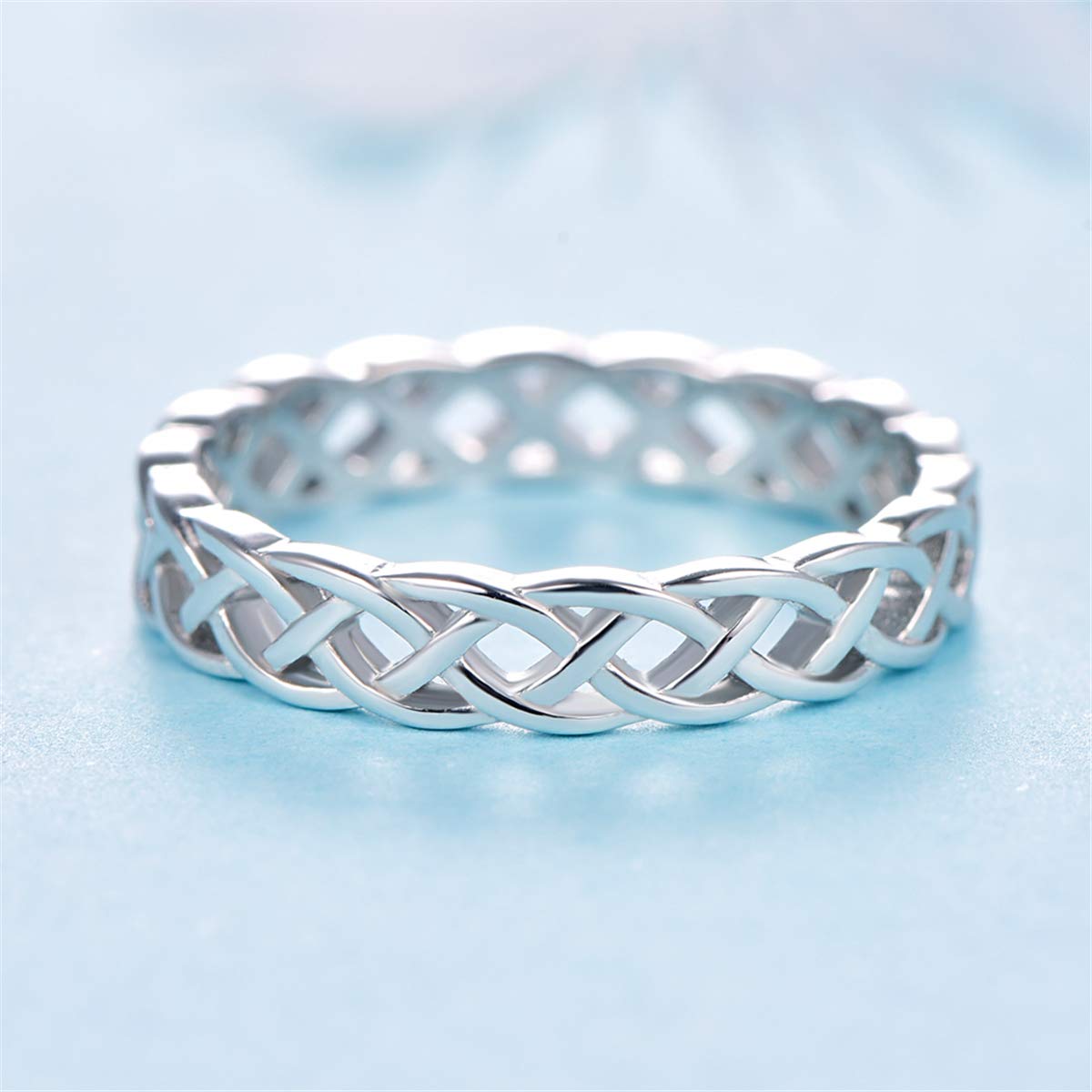 AVECON 4mm 925 Sterling Silver Cletic Knot Rings Simple Rings Statement Ring for Women Size 8