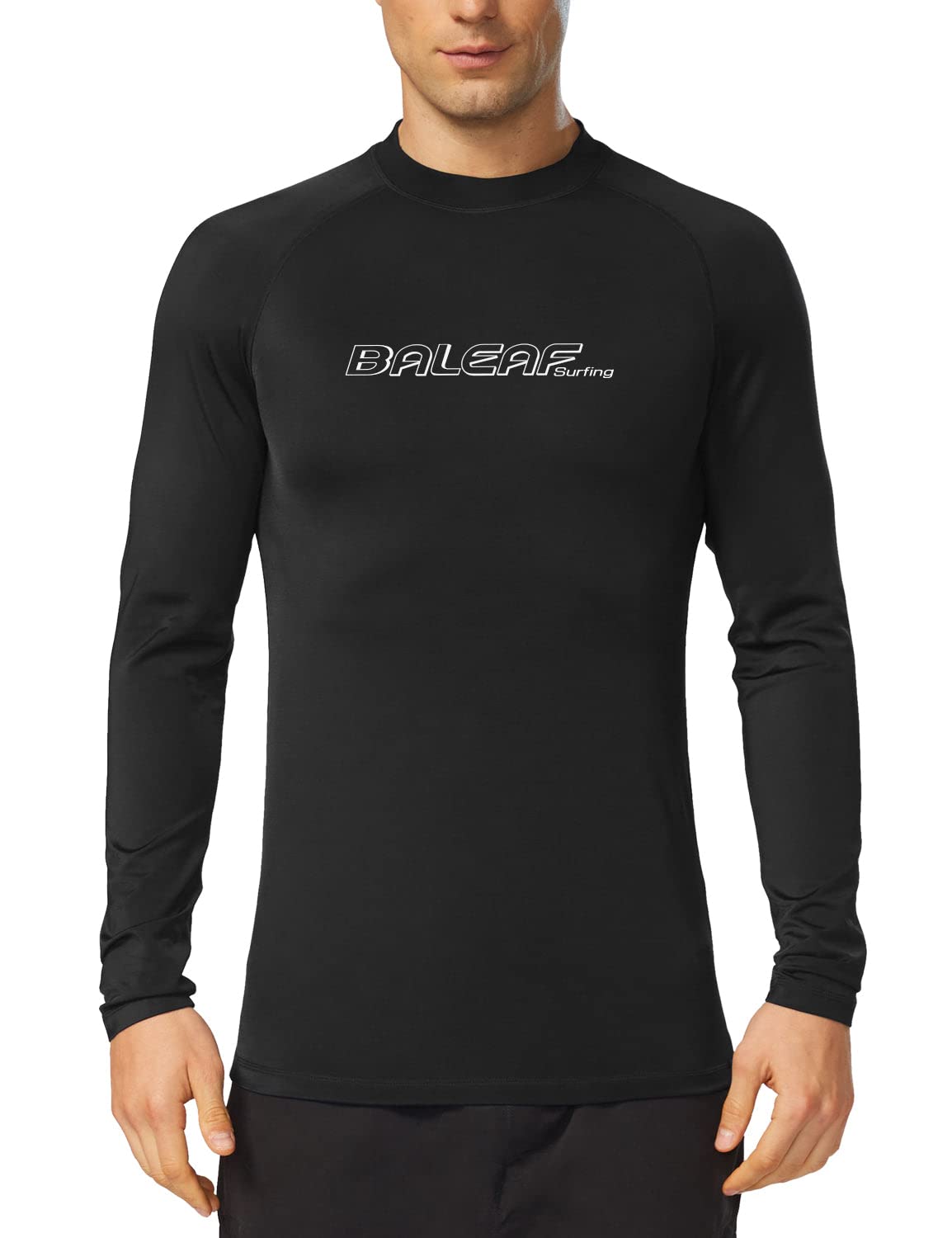 BALEAF Men's Long Sleeve Rashguard Rash Guard Sun Protection Swim Water Shirt UPF SPF 50+ Surfing Diving New Black Size M