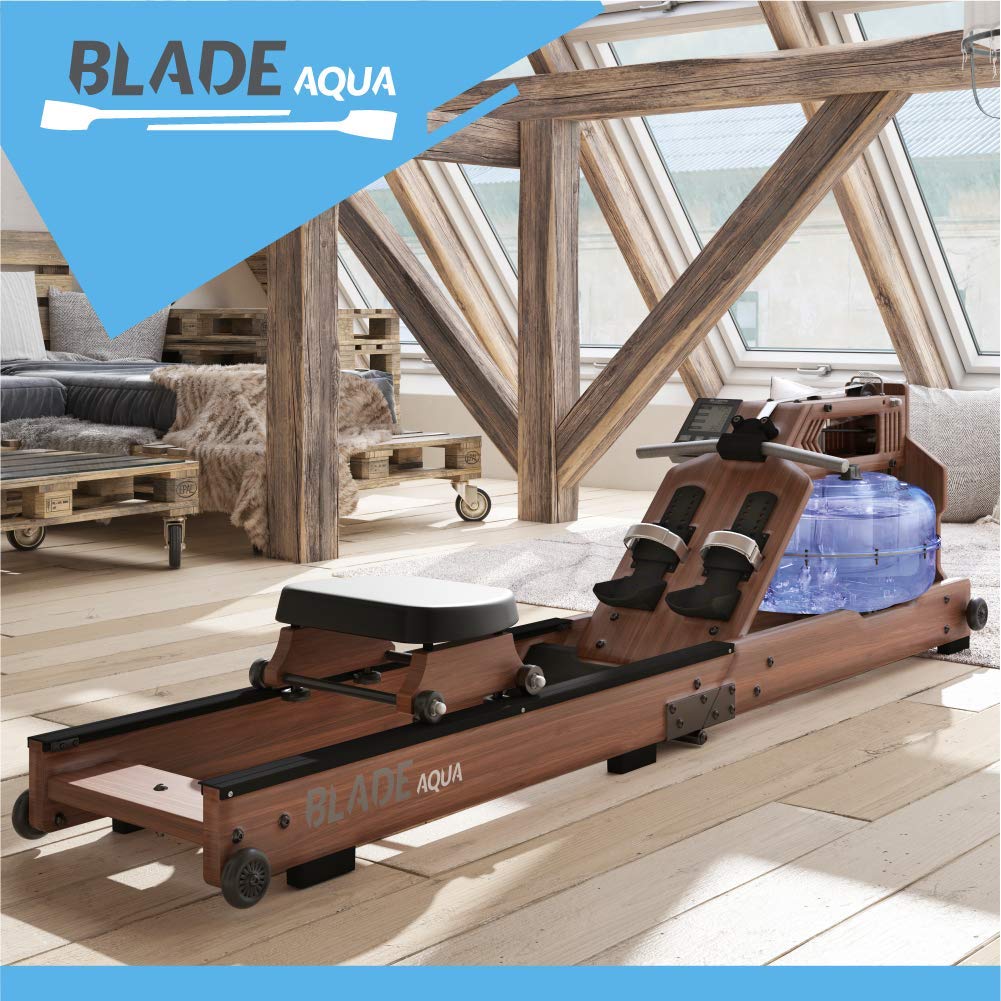 Bluefin Fitness Blade Aqua W-1 | Water Resistance Powered Rowing Machine | 100% Sustainable American Ashwood | Foldable Home Gym Equipment | LCD Console | Kinomap App Integration