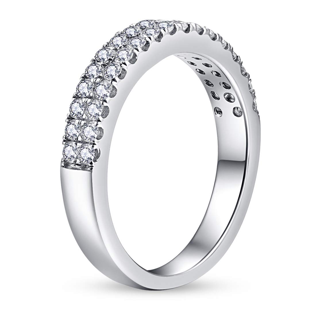 AVECON 925 Sterling Silver Womens Wedding Band Round 5A Cubic Zirconia Eternity Engagement Ring Sterling Silver Infinity Ring Size 9
