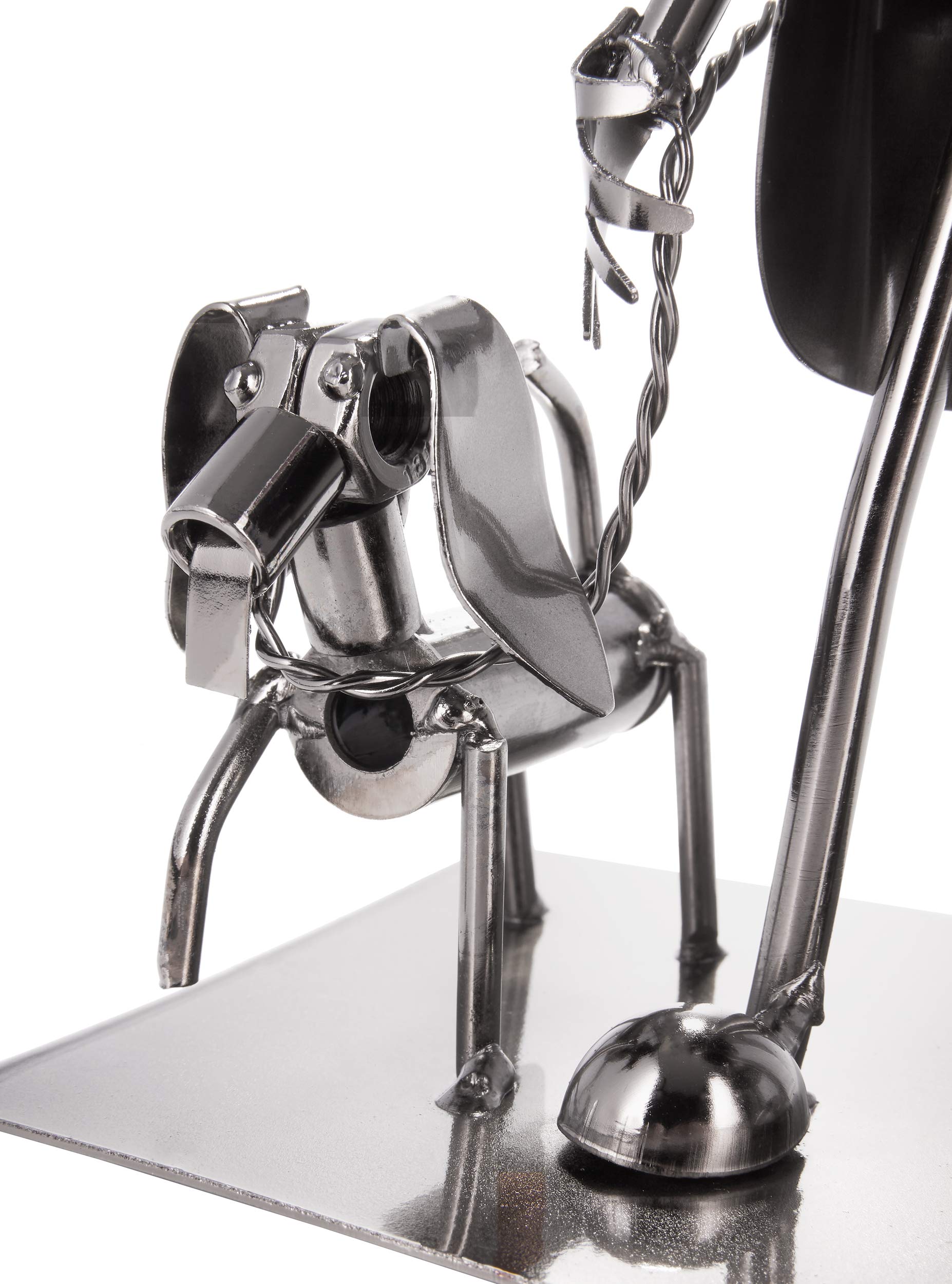 BRUBAKER Bottle Holder Wine - Couple with Dog - Decoration Object Metal - Bottle Stand with Greeting Card