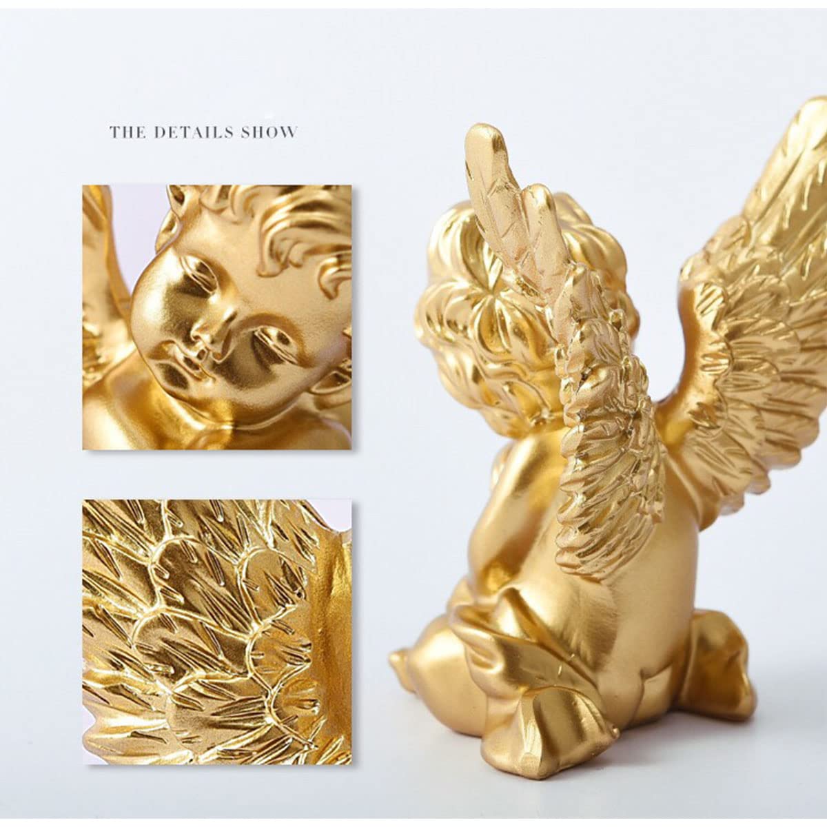 Golden Angel Small Decoration Resin StatueCreative Decoration Home Accessories Decoration Birthday Gift (Set of Angel Ornaments)