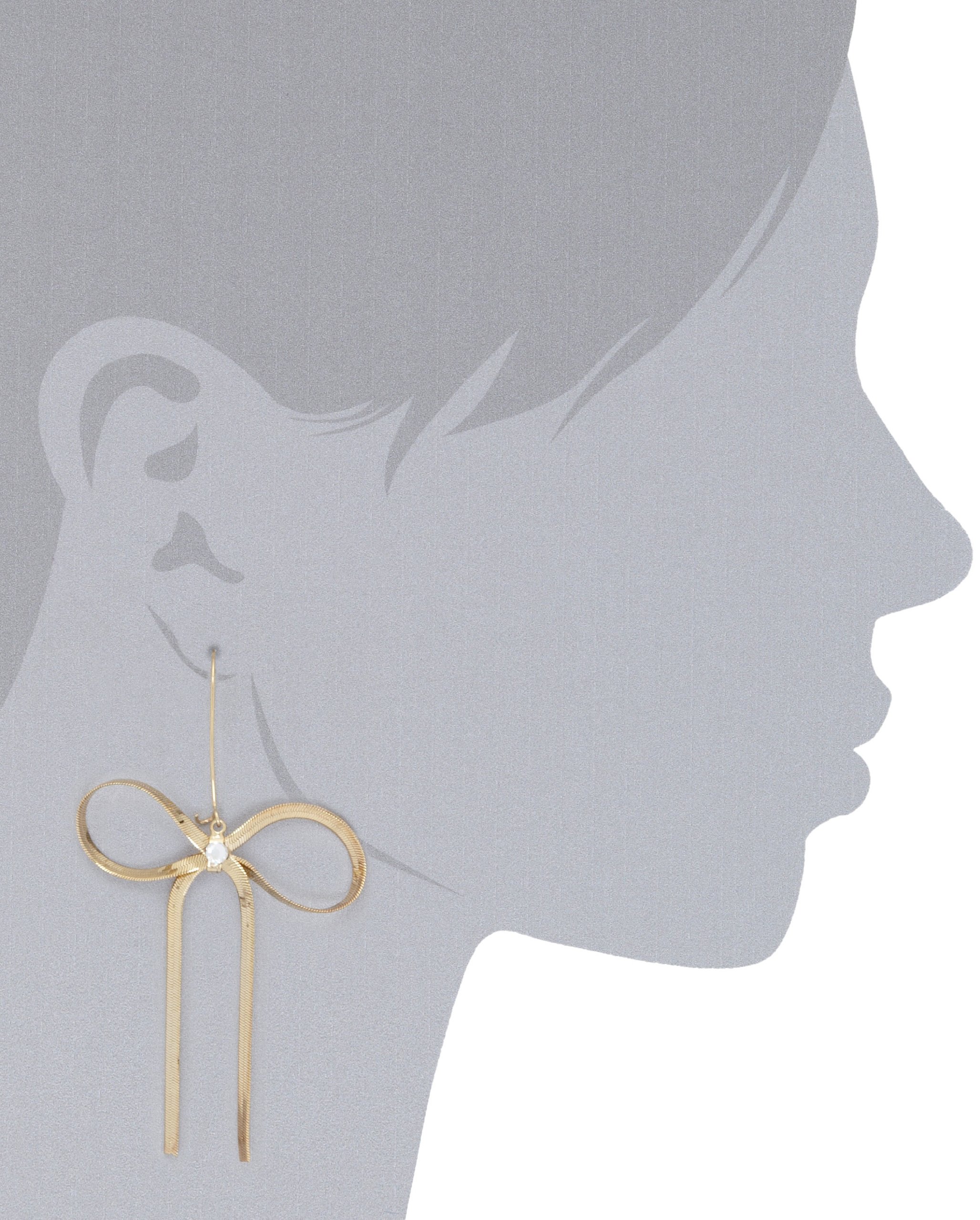 Betsey Johnson Textured Bow Drop Earrings