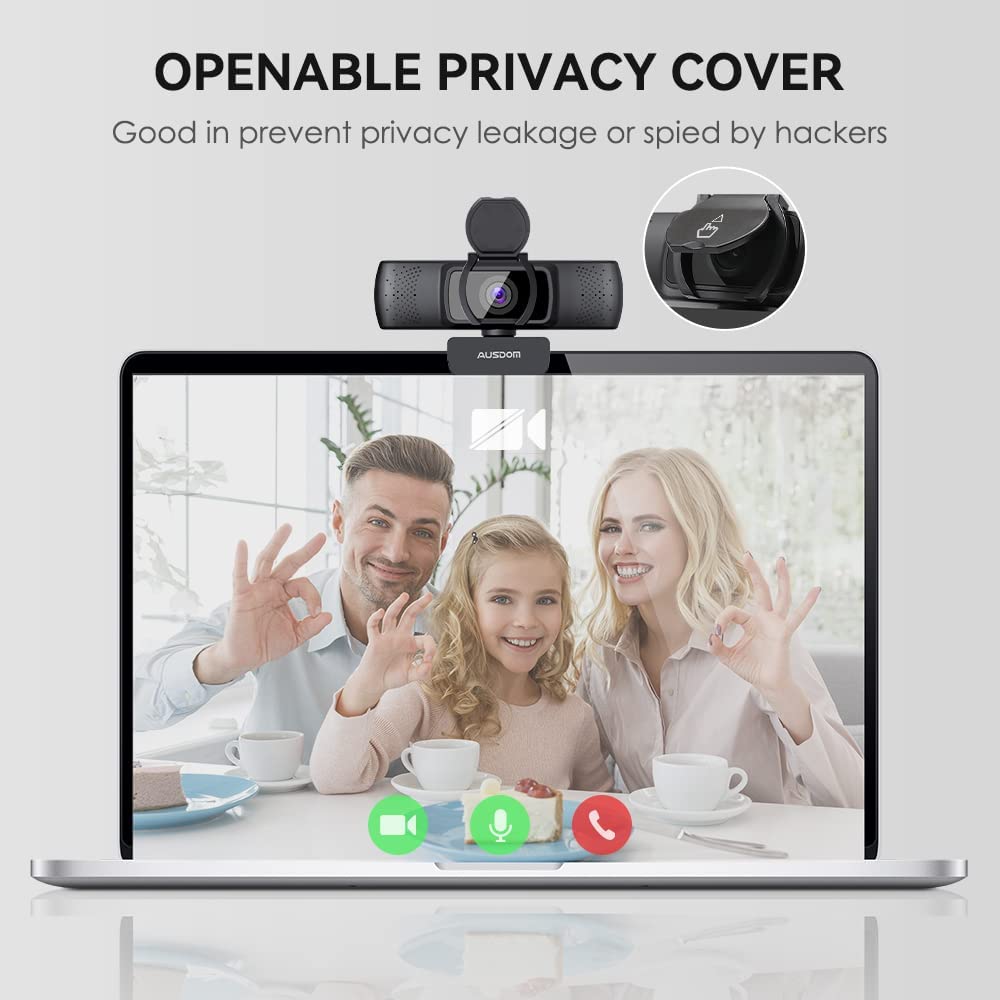 AUSDOM 2K Webcam, Live Streaming Web Camera with Microphone, Desktop or Laptop USB Webcam with 75 Degree View Angle, HD Webcam for Video Calling, Recording, Conferencing, Streaming, Gaming