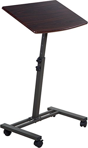 OneSpace Angle and Height Adjustable Mobile Laptop Computer Desk, Single Surface, Dark Walnut