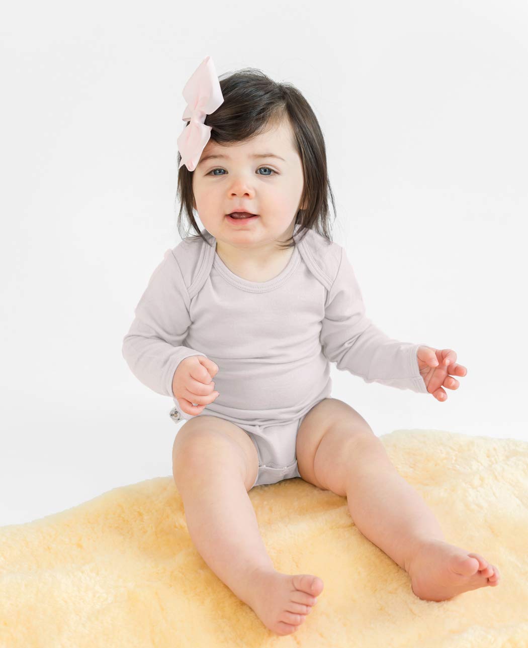 Woolino 100% Superfine Merino Wool Baby Bodysuit - Long Sleeve Onesies for Boy and Girl -12-18 Months - Oat