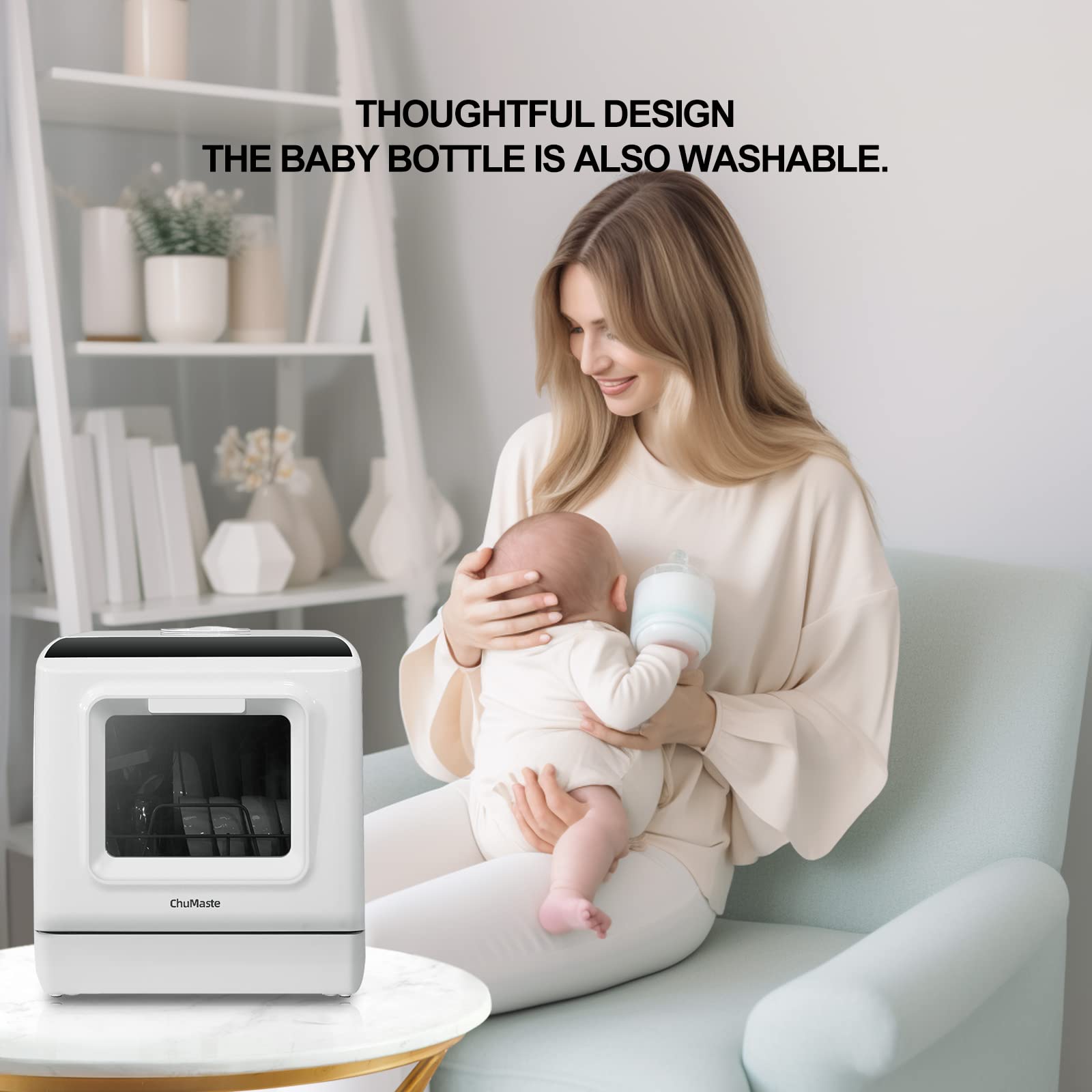 Dishwasher countertop,countertop dishwasher with water tank, leak-proof ,portable dishwasher with drying .360°spray with upper and lower double spray arms.With 5 washing modes.