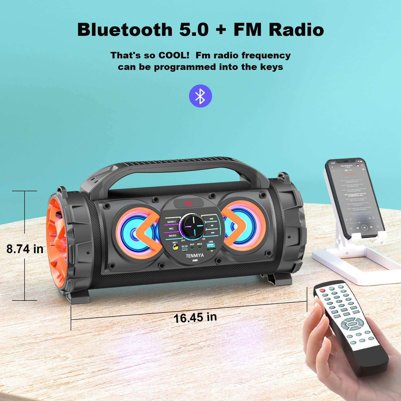 Bluetooth Speaker, 70w Portable Wireless Bluetooth Speakers with Subwoofer, Colorful Lights, Microphone, FM Radio, Outdoor Speakers Bluetooth Wireless Loud Boom Box for Party, Camping, Travel