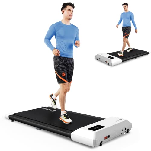 DeerRun Walking Pad, Under Desk Treadmill, Walking Pad Treadmill Under Desk with Remote Control, Mini Treadmill for Home Office Under Desk, Walking Treadmill 300LBS Capacity, 44" D x 20" W x 4" H