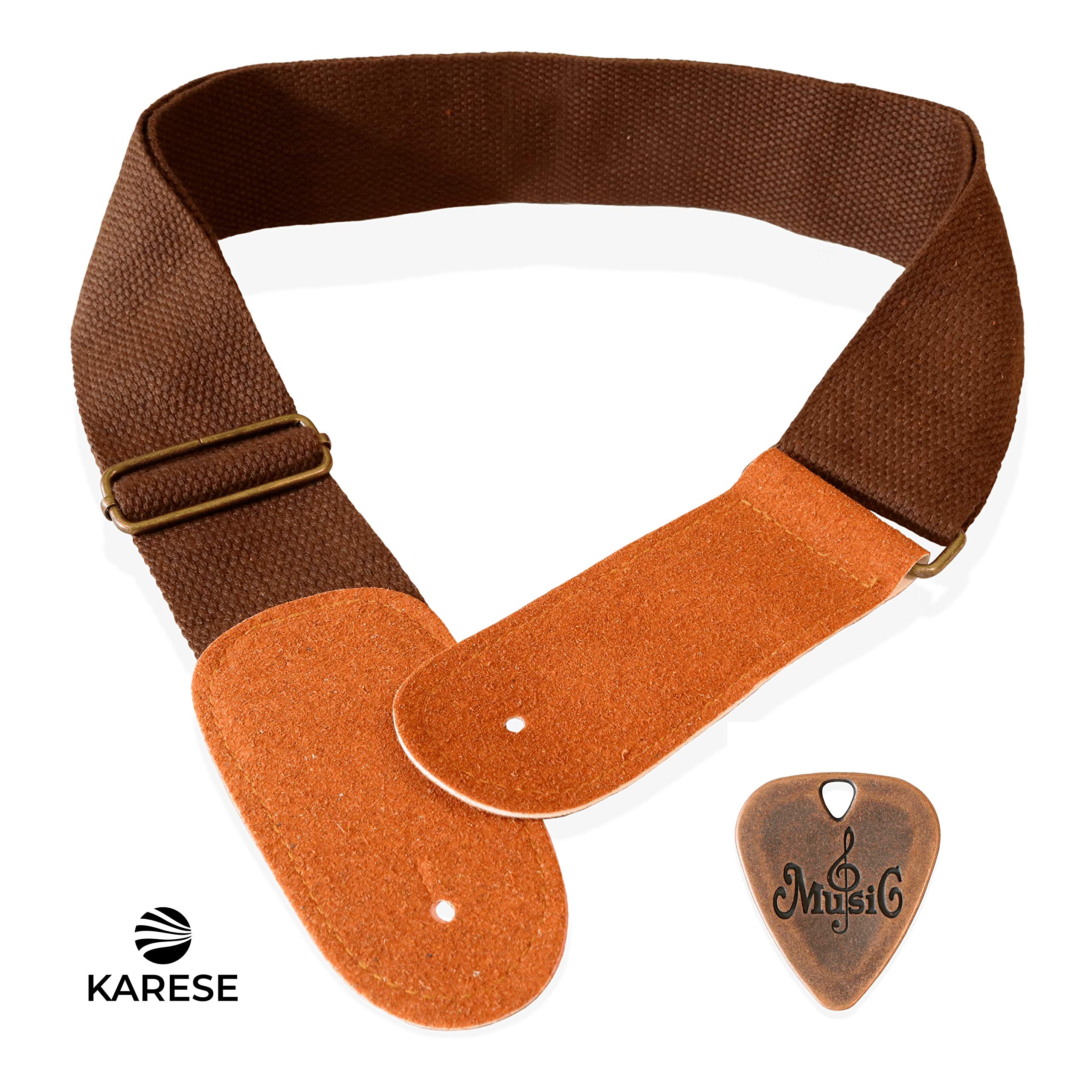 Horizontal Guitar Wall Mount with Guitar Strap and Pick, Padded Wall Hanger Hooks for Electric, Acoustic Guitars, Bass or Mandolin