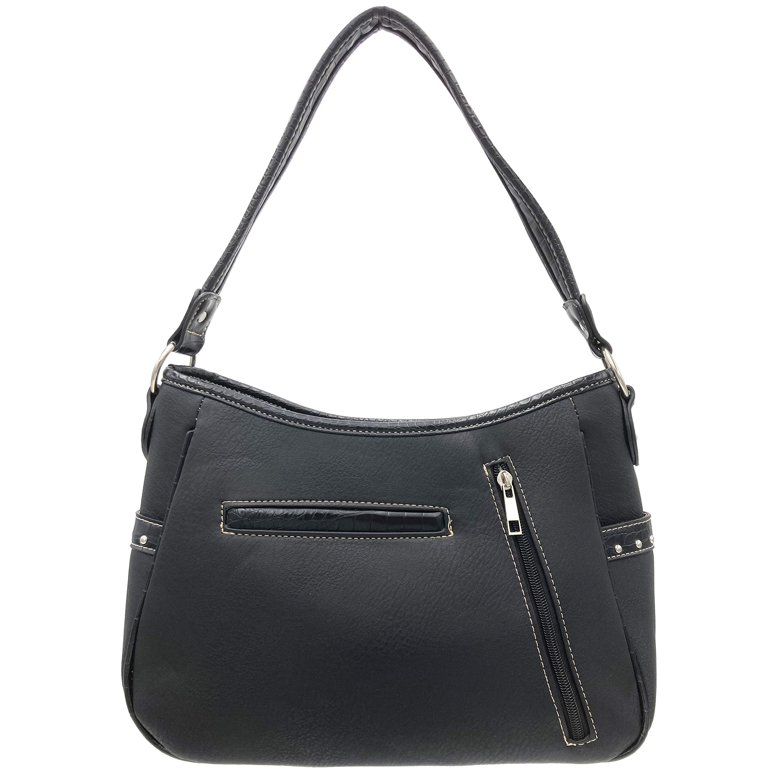 Horse Feather Tribal Embroidery Western Country Women Conceal Carry Hobo Purse (Black)