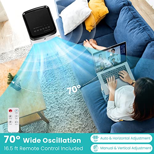 LDAILY 3-in-1 Evaporative Air Cooler, Wide Oscillating Air Cooler w/ 4 Modes, 3 Speeds, 2-12H Timer, Remote Control & 2 Ice Packs, 3.5L Water Tank, Air Cooler for Room Home Office