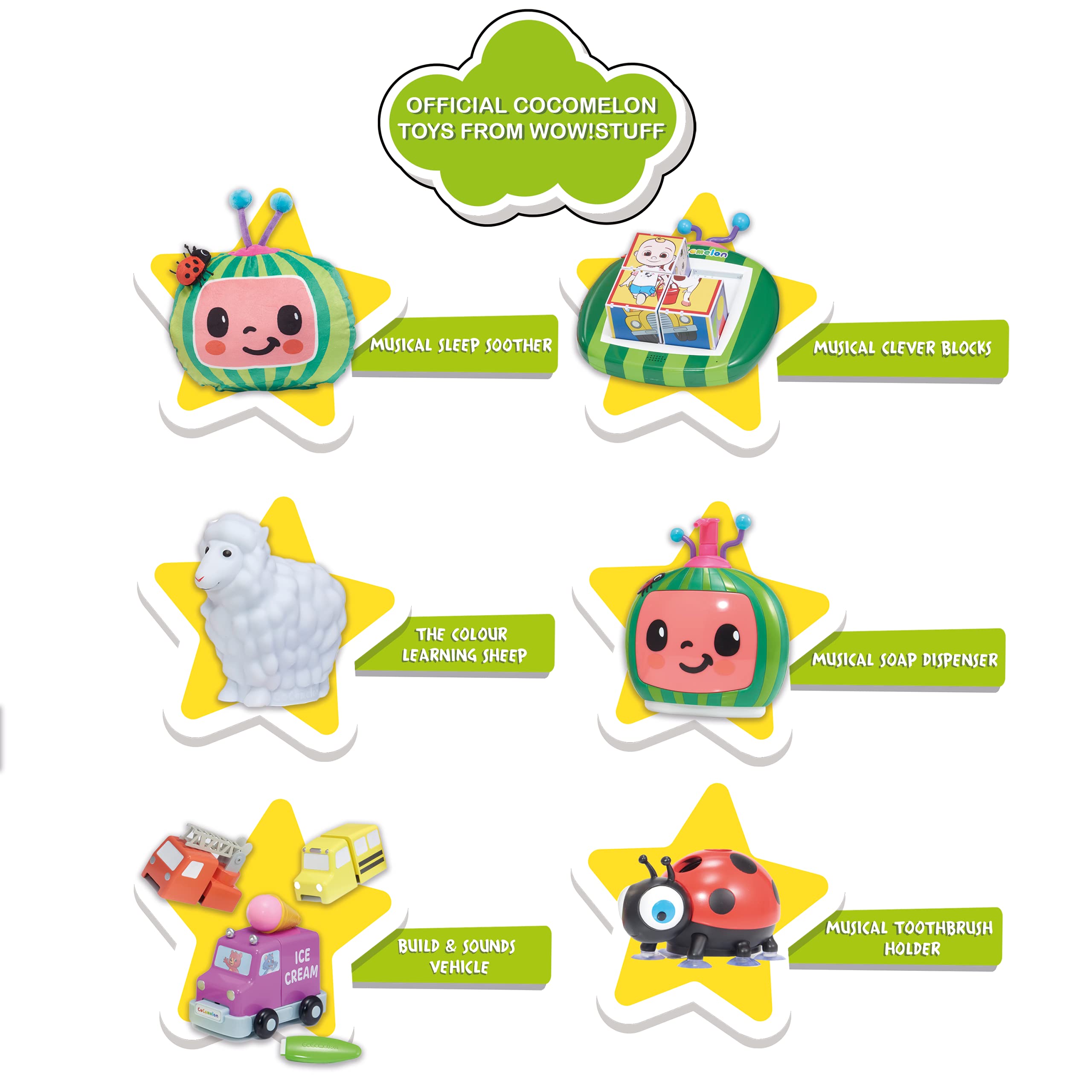 Wow! Stuff CoComelon Toys Bundle - Musical Sleep Soother & Musical Toothbrush Holder | Pre-School Learning Toy | for Toddlers, Girls and Boys | Ages 2+