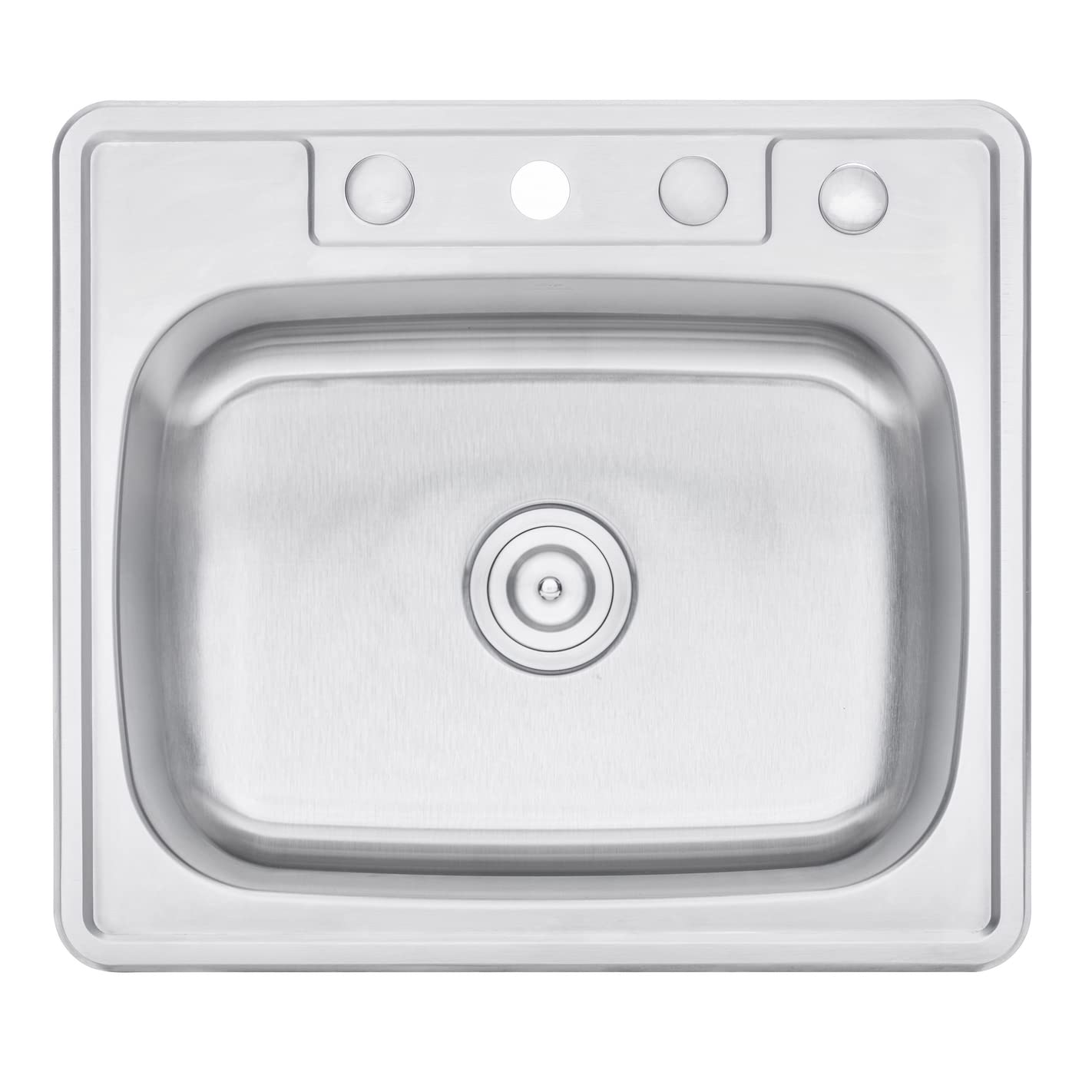 CozyBlock 25 x 22 x 9 Inch Top-mount/Drop-in Stainless Steel Single Bowl Kitchen Sink with Strainer and Protective Bottom Grid- 18 Gauge Stainless Steel-4 Faucet Hole