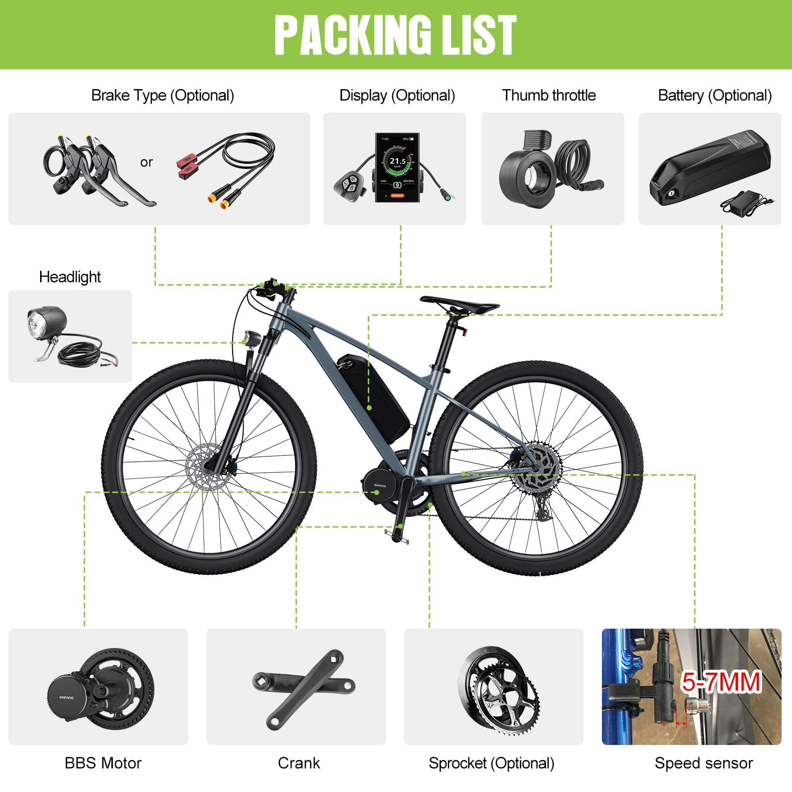 BAFANG 48V 750W Mid Drive Kit BBS02B Motor Ebike Conversion Kit DIY Electric Bike Kit with Battery and Charger