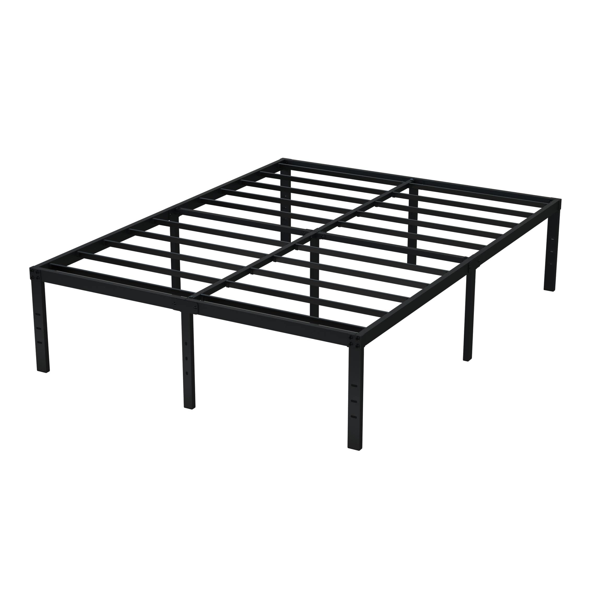 EMODA 18 Inch California King Bed Frames Heavy Duty Tall Metal Cal King Platform with Large Storage Space, No Box Spring Needed, Noise Free, Black