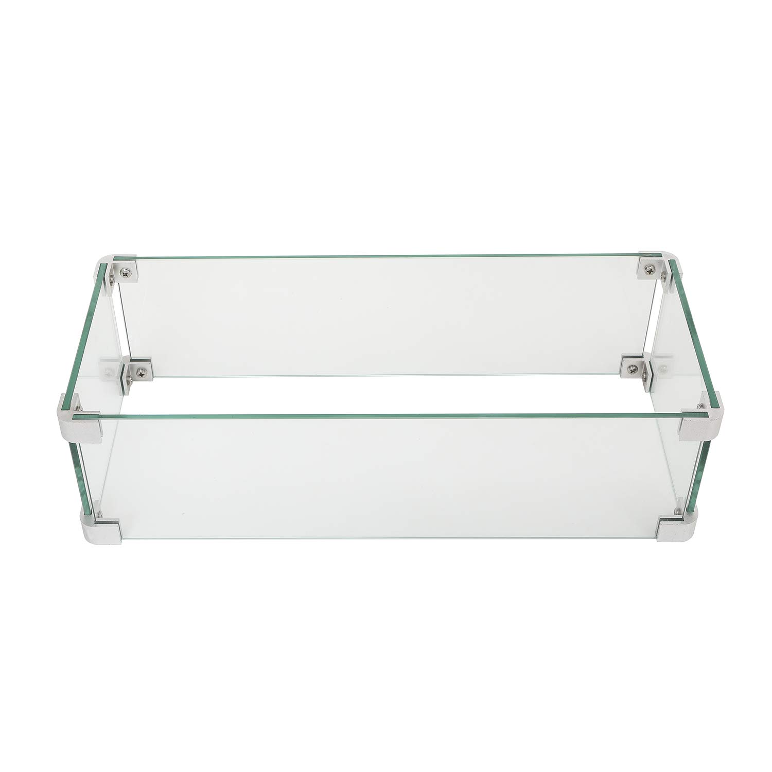 COSIEST Glass Wind Guard, Rectangle, Tempered Glass for Outdoor Fire Pit, 19.5x7.5x5.5 inches